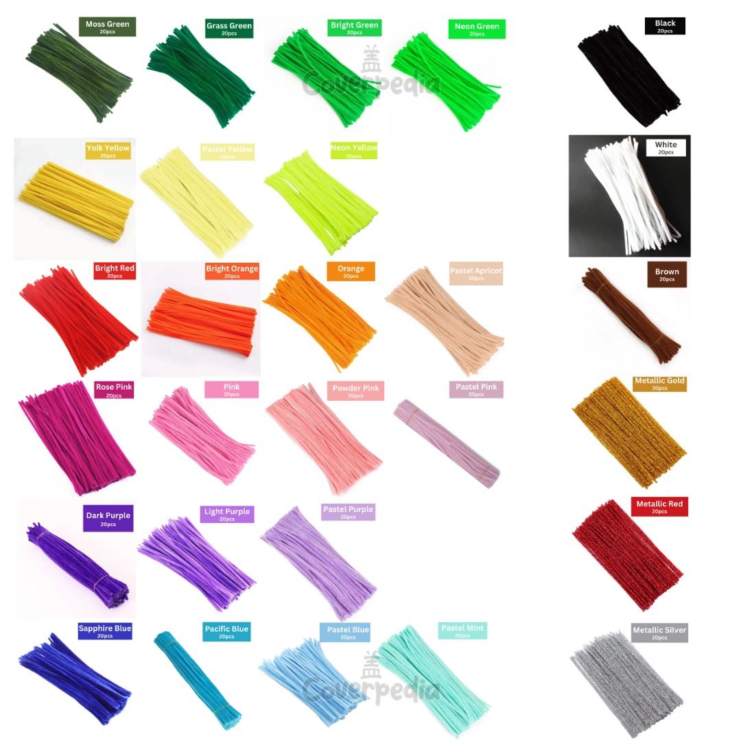 [5 Bundles of 20] Pipe Cleaners Craft DIY Kids Art Fun Colourful ...