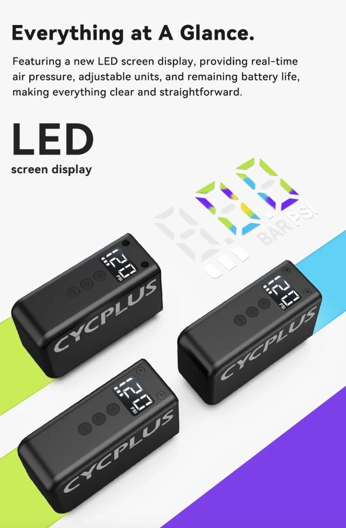[全新] CYCPLUS TINY E-PUMP FOR BIKE AS2 PRO & PRO MAX 帶顯示屏電泵, 運動產品, 單車及配件 ...