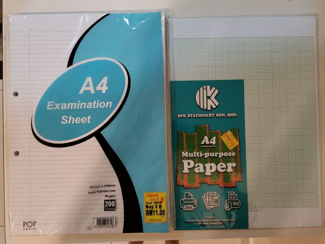 A4 Examination Sheet | A4 Graph Paper, Hobbies & Toys, Stationery ...