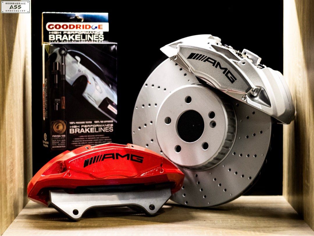 AMG Line BBK 4 Pot Caliper Brake Kit : Mercedes W205 C205 C180 C200 C250 C300 / X253 C253 GLC200 ...