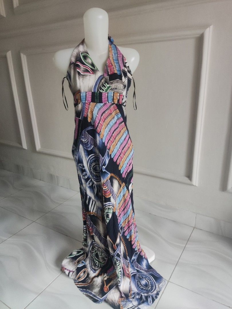 Billie & Blossom longdress pantai dress smoke helterneck, Barang Mewah ...