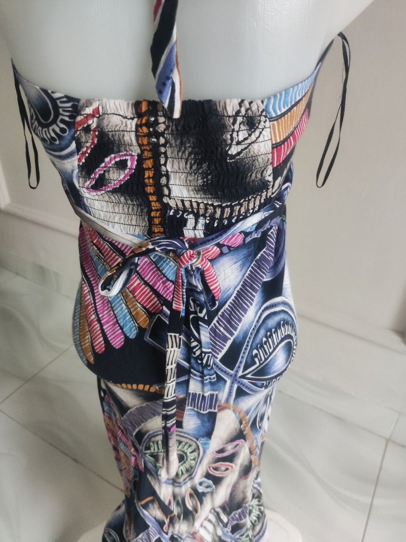 Billie & Blossom longdress pantai dress smoke helterneck, Barang Mewah ...