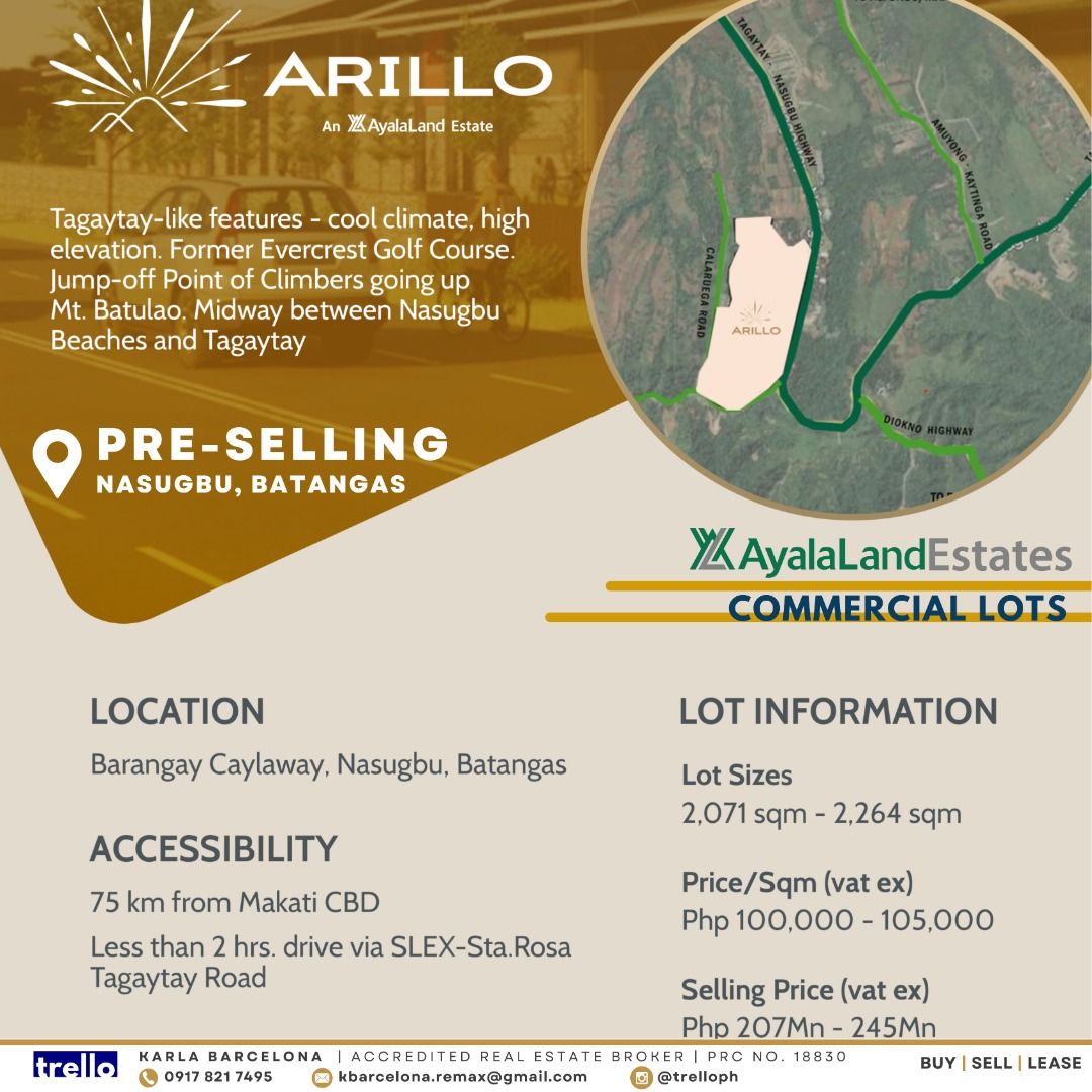 Commercial Lots for Sale by Ayala Land in Nasugbu,Batangas near ...