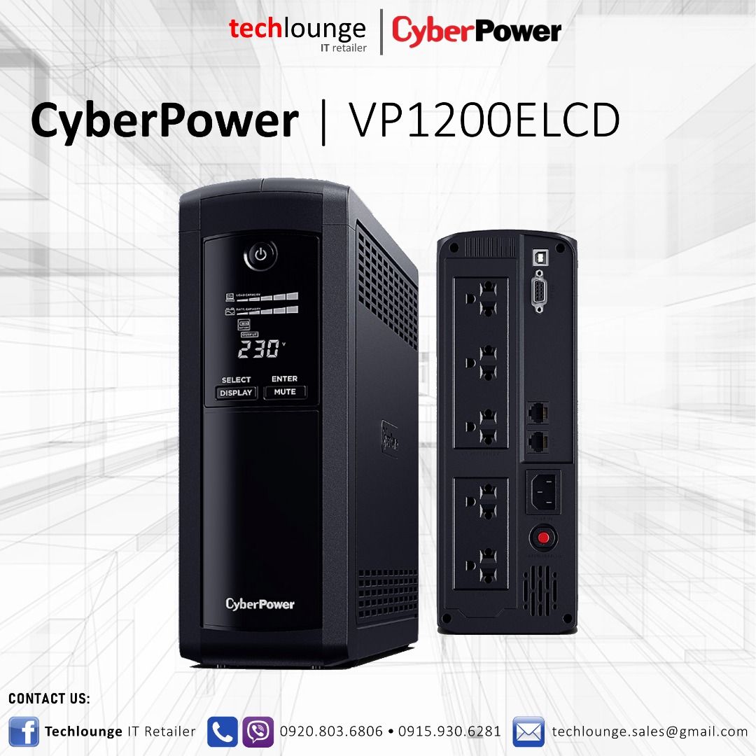CYBERPOWER Backup UPS System | VP1200ELCD - 1200VA/700W, Line ...
