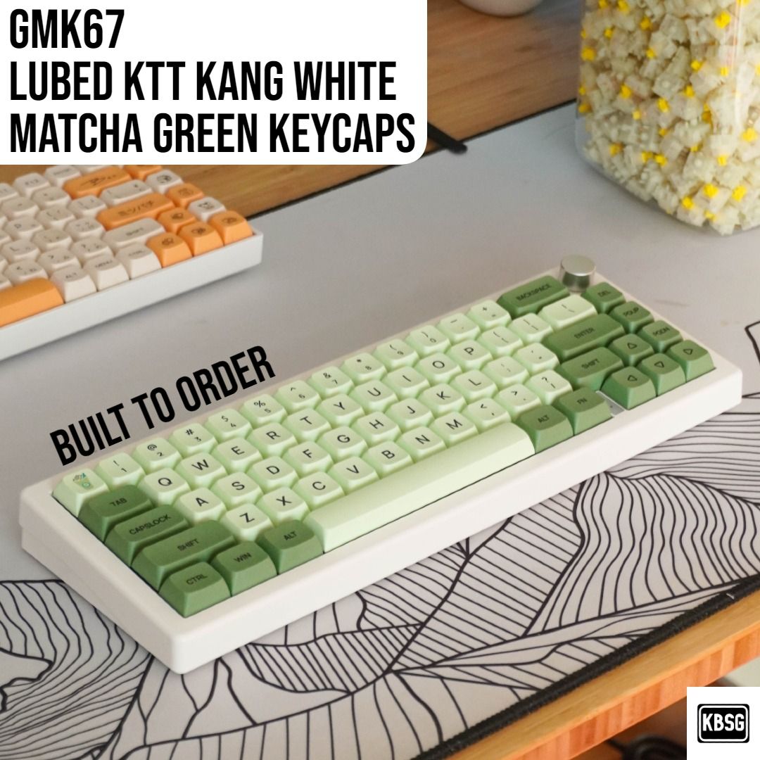 GMK67, Kang White, Matcha Green Custom Mechanical Keyboard, Computers ...
