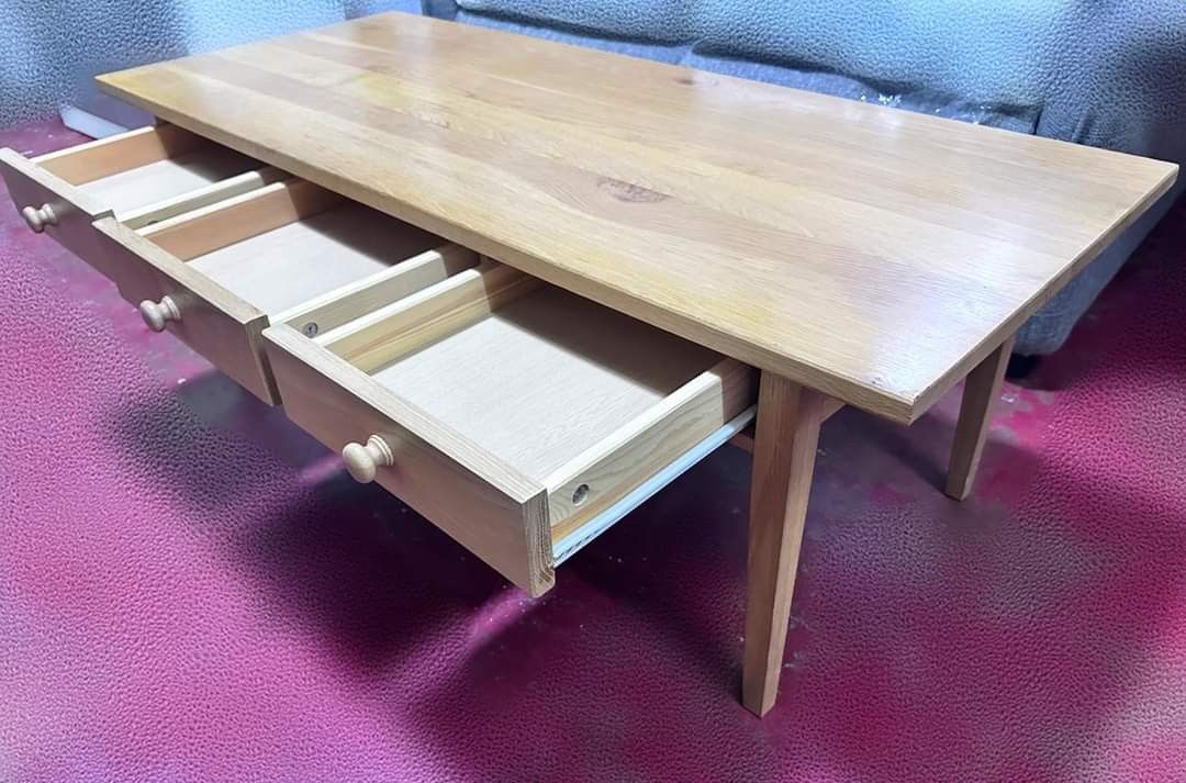 Nitori Solid Oak Coffee Center Table with drawers, Furniture & Home ...