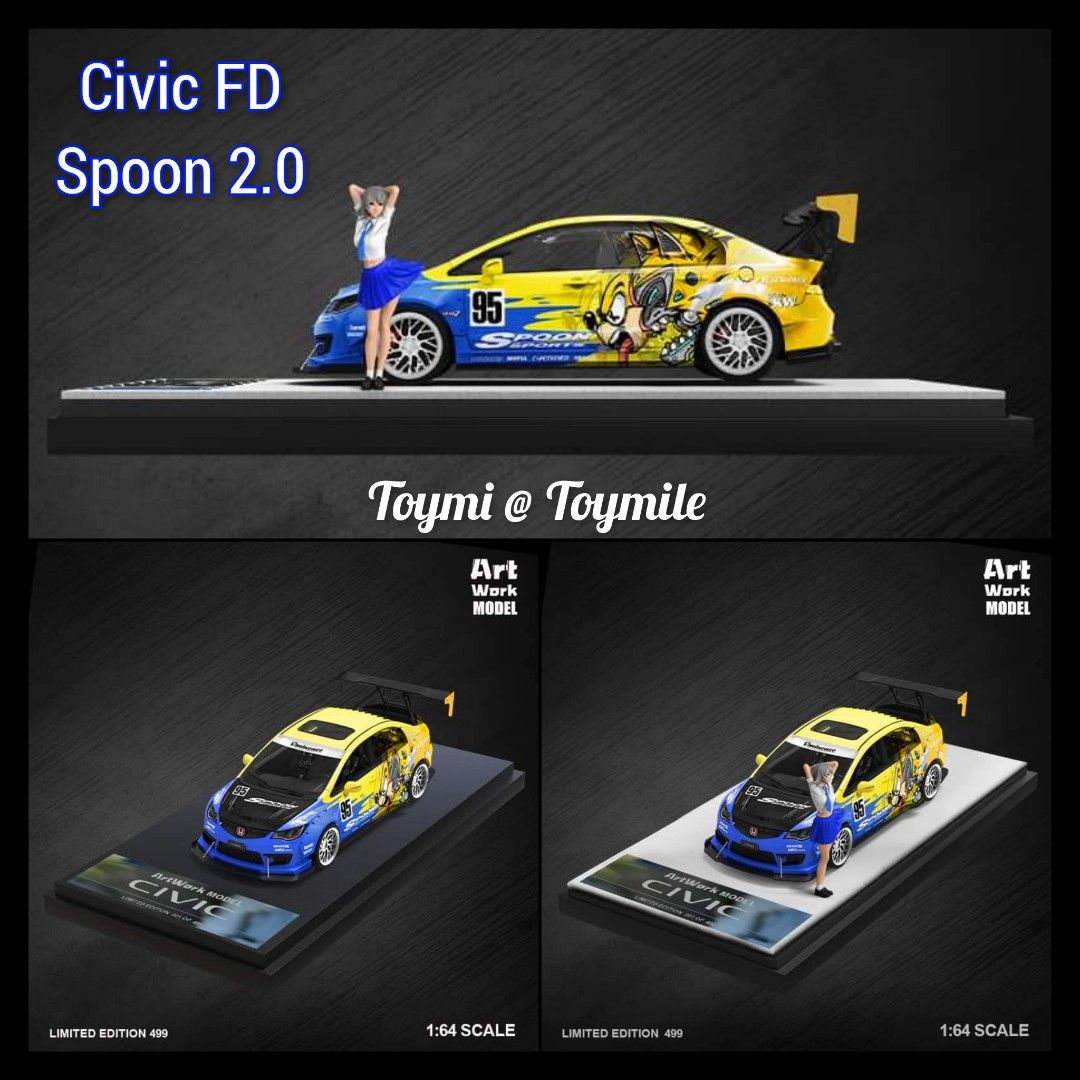 Preorders 1/64 Time Micro Honda Civic FD FD2R Modified Spoon 2.0 Anime ...