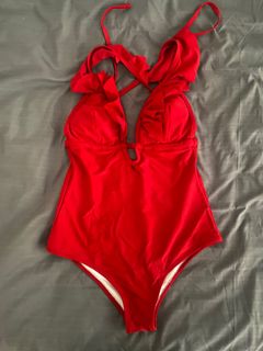 Bikini Set 11 - Red One Piece Swimsuit, Women's Fashion, Swimwear ...