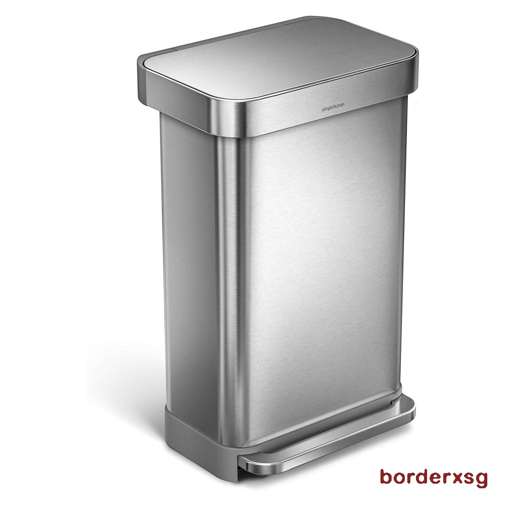 simplehuman 45 Liter / 12 Gallon Stainless Steel Rectangular Kitchen ...