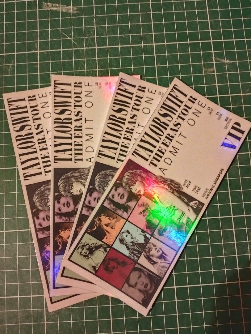 Taylor Swift holographic ticket mockup, Hobbies & Toys, Collectibles ...