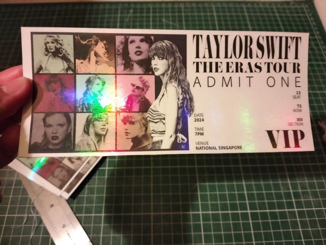 Taylor Swift holographic ticket mockup, Hobbies & Toys, Collectibles ...