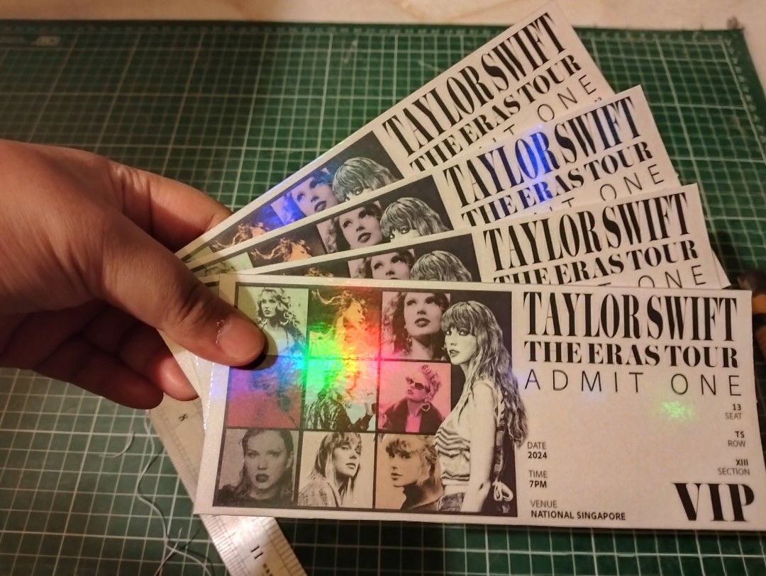 Taylor Swift holographic ticket mockup, Hobbies & Toys, Collectibles ...