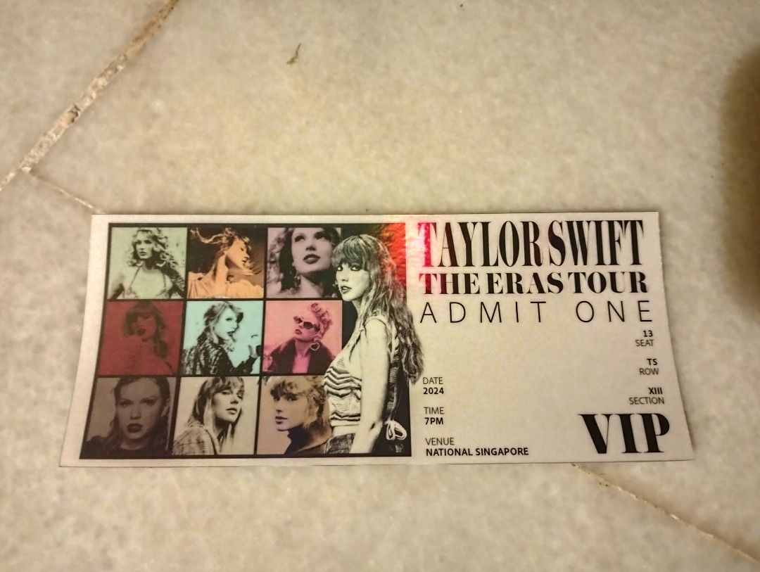 Taylor Swift holographic ticket mockup, Hobbies & Toys, Collectibles ...