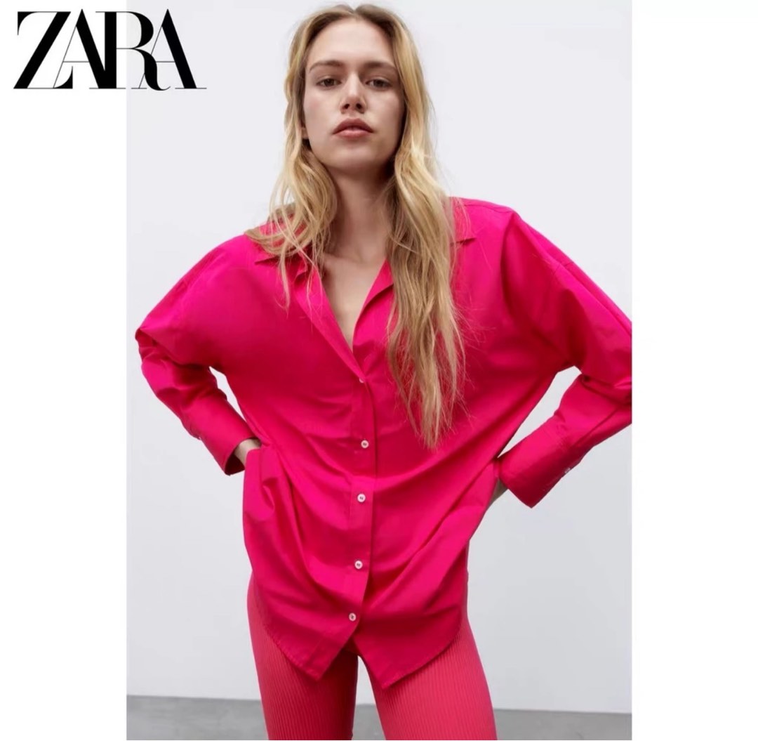 ZARA hot pink longsleeves, Women's Fashion, Tops, Longsleeves on Carousell