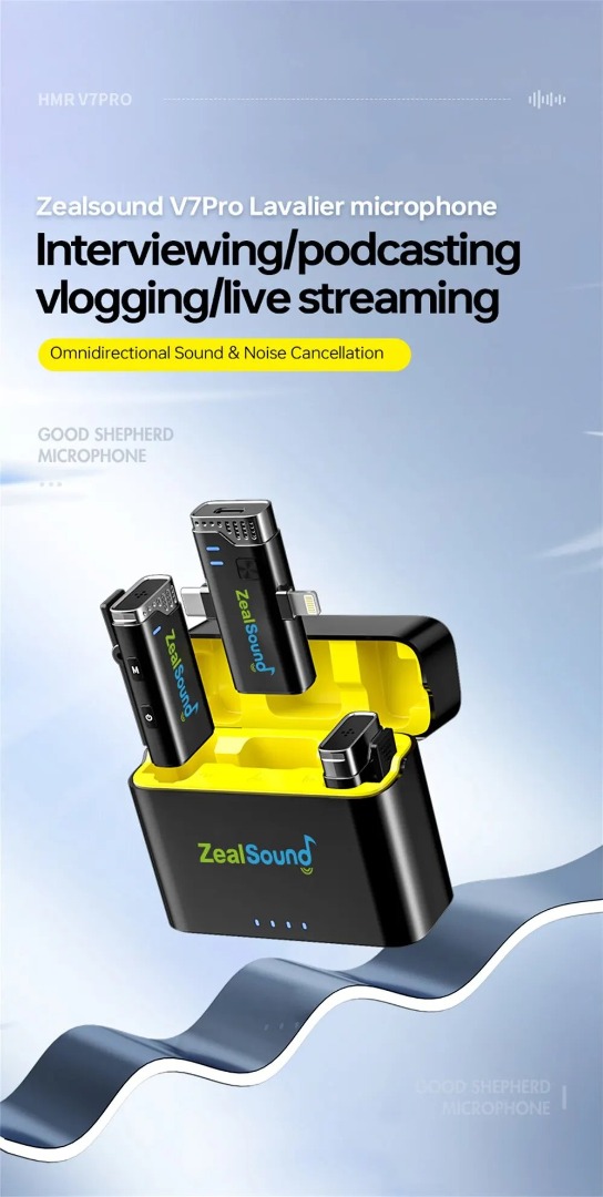 Zealsound V7 Pro Wireless Lavalier Microphone for iPhone iPad Android ...