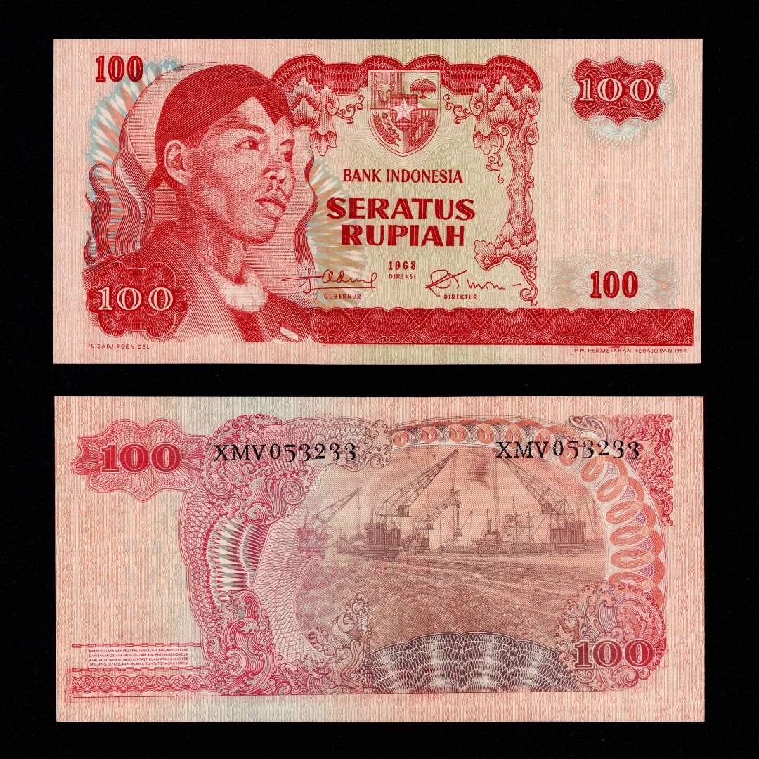 1968 INDONESIA 100 RUPIAH P-108* UNC > GENERAL SUDIRMAN PRIOK PORT X ...