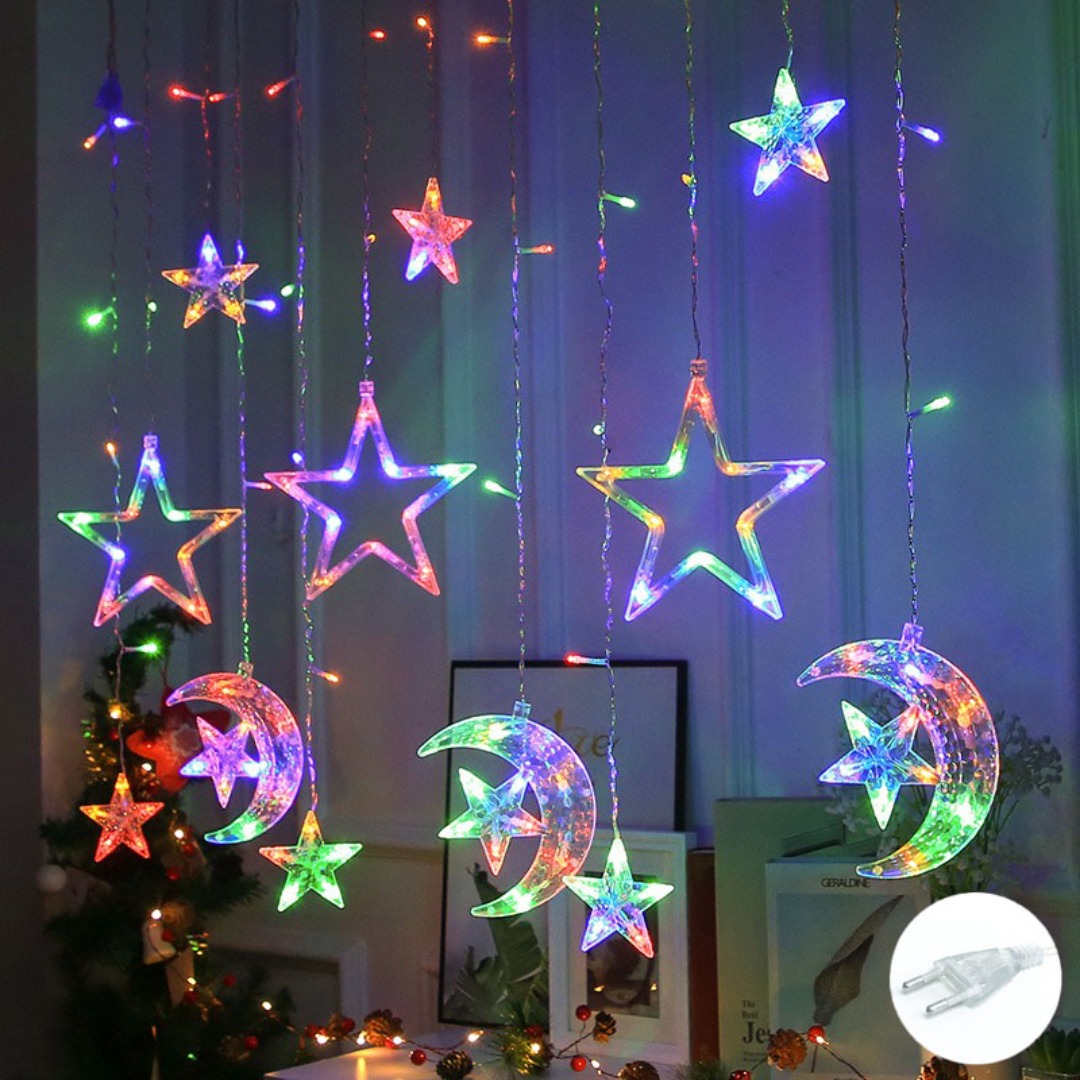 2024 Hari Raya #C2/1 3.5 Meters LED Curtain Light with Remote Moon ...