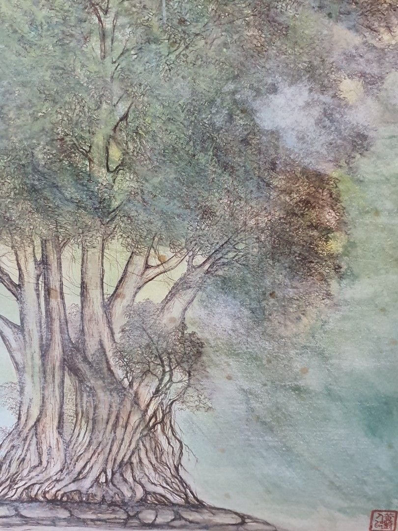 Beautiful Scenic Painting with Chinese Words Stamping, Hobbies & Toys ...
