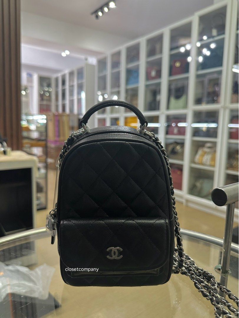 Chanel 2024 Cruise Black Mini Backpack in Black Caviar and Silver ...