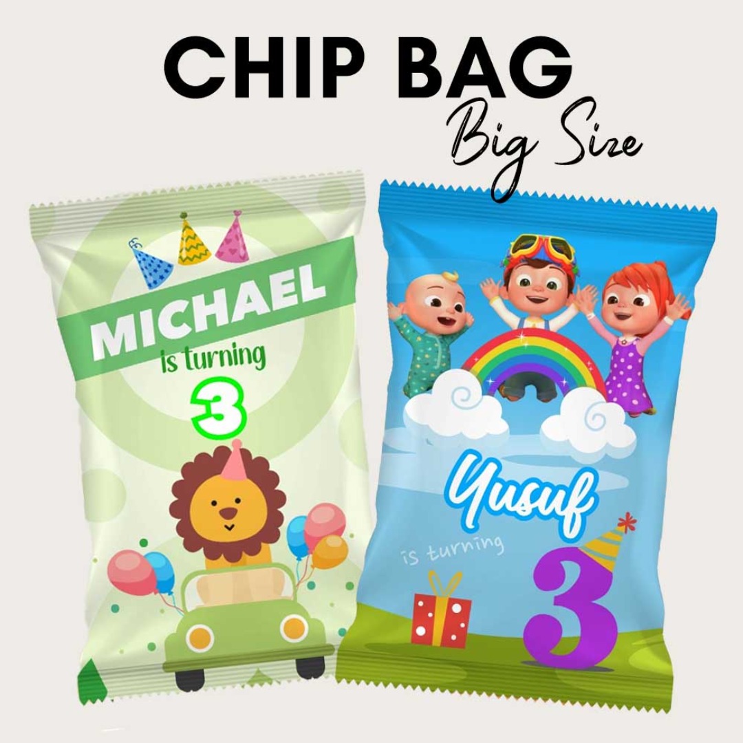 Custom Chip Bag / Snack Pouch / Loot Bags / Goodie Bags for Kids ...