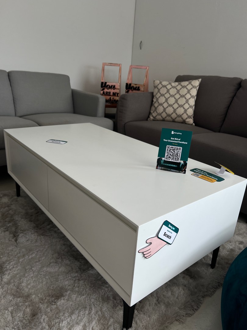 Designer Eleanor White Centre Table with 4 drawers, Furniture & Home ...