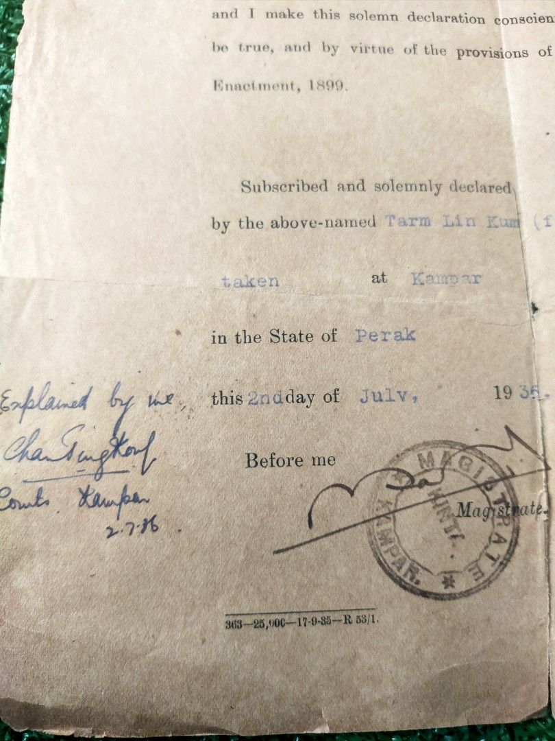 Form statutory declaration 1938, Hobbies & Toys, Collectibles ...