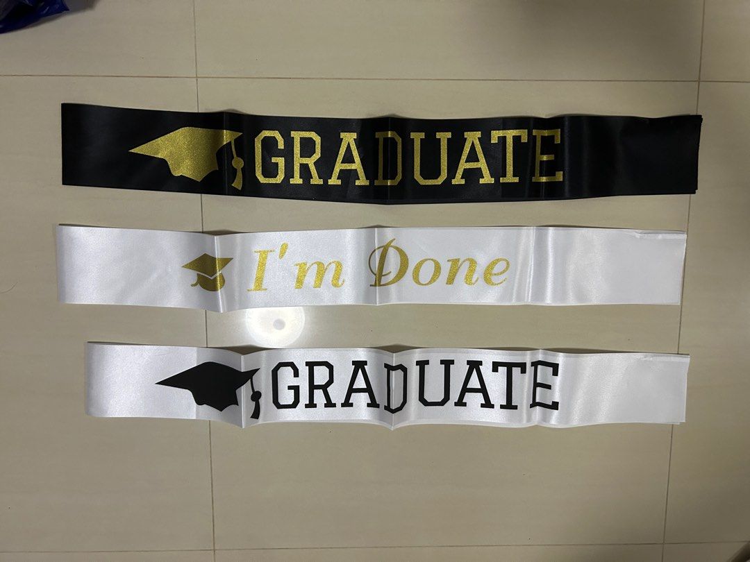 Graduation Sash Black White Gold Congratulations I’m Done Photoshoot ...