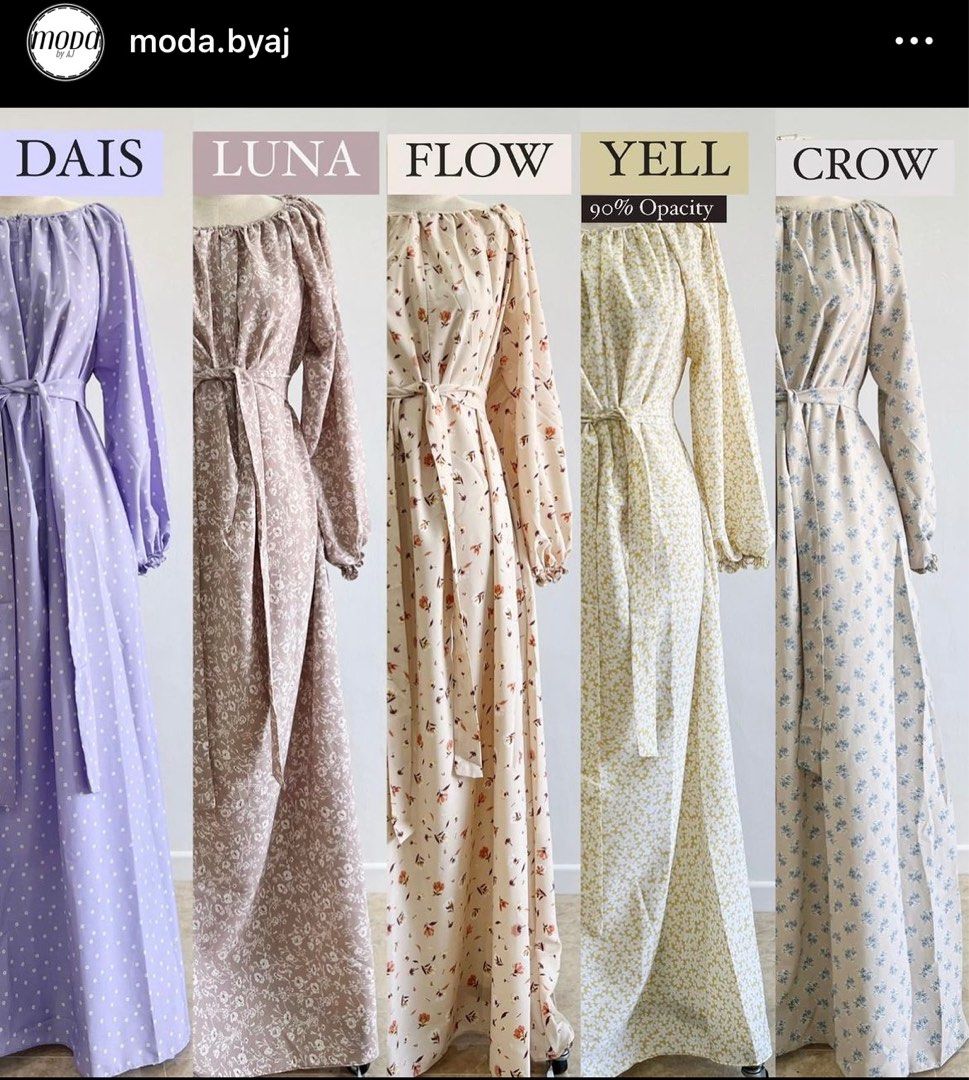 Mods By AJ Gathered Dress (Crow), Women's Fashion, Muslimah Fashion ...