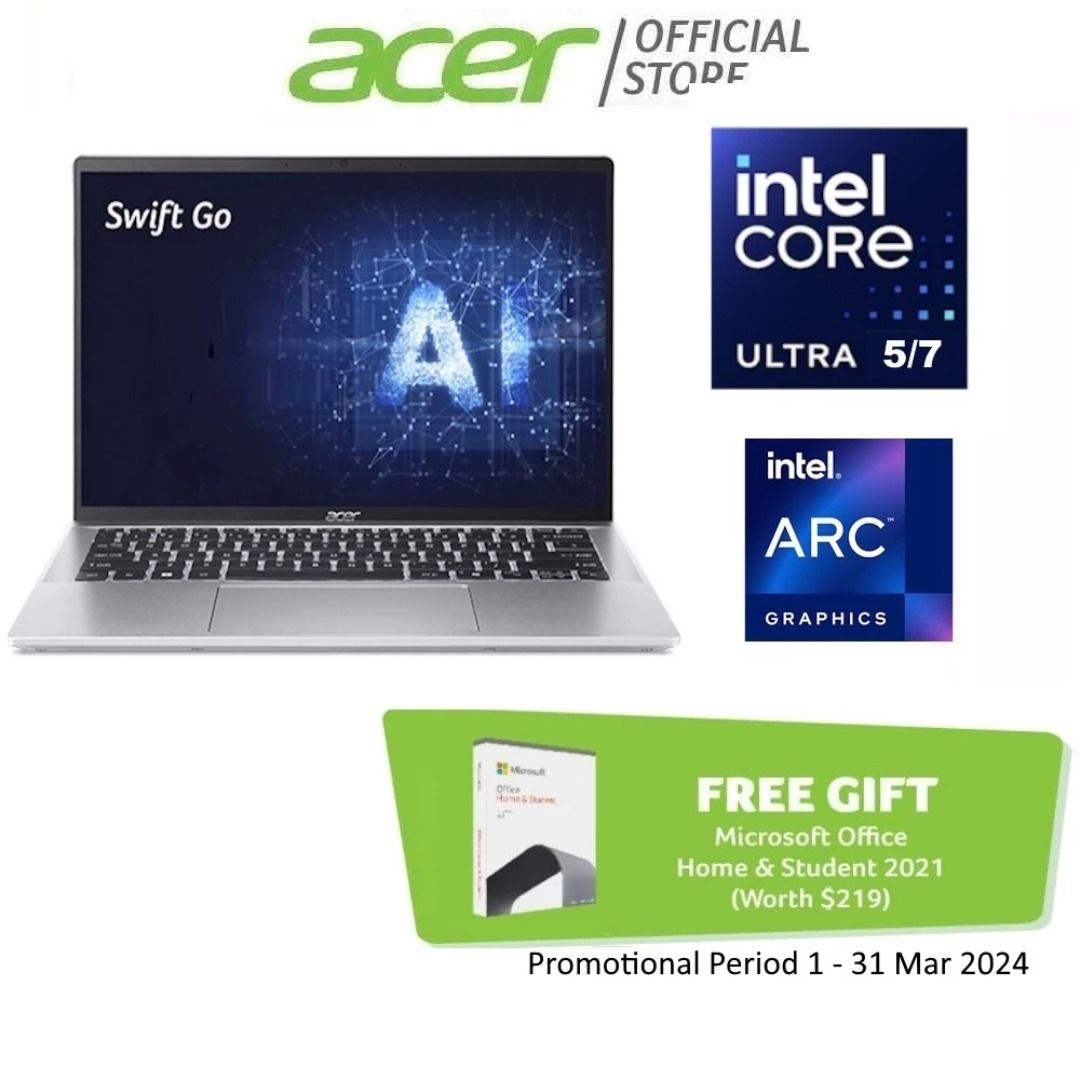 [NEW 2024 AI PC][FREE MS OFFICE] Acer Swift Go 14 | SFG14-72T 14-Inch IPS Touch Display Laptop ...