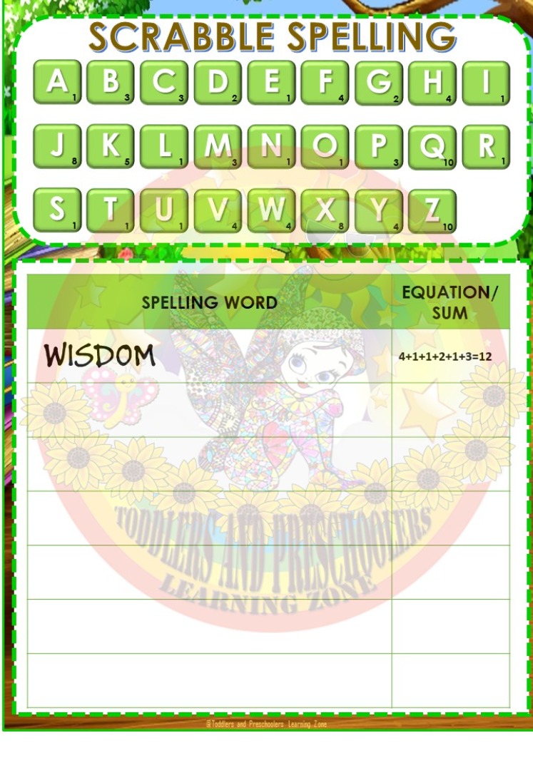 Scrabble Spelling Laminated A4 Chart, Hobbies & Toys, Toys & Games on ...