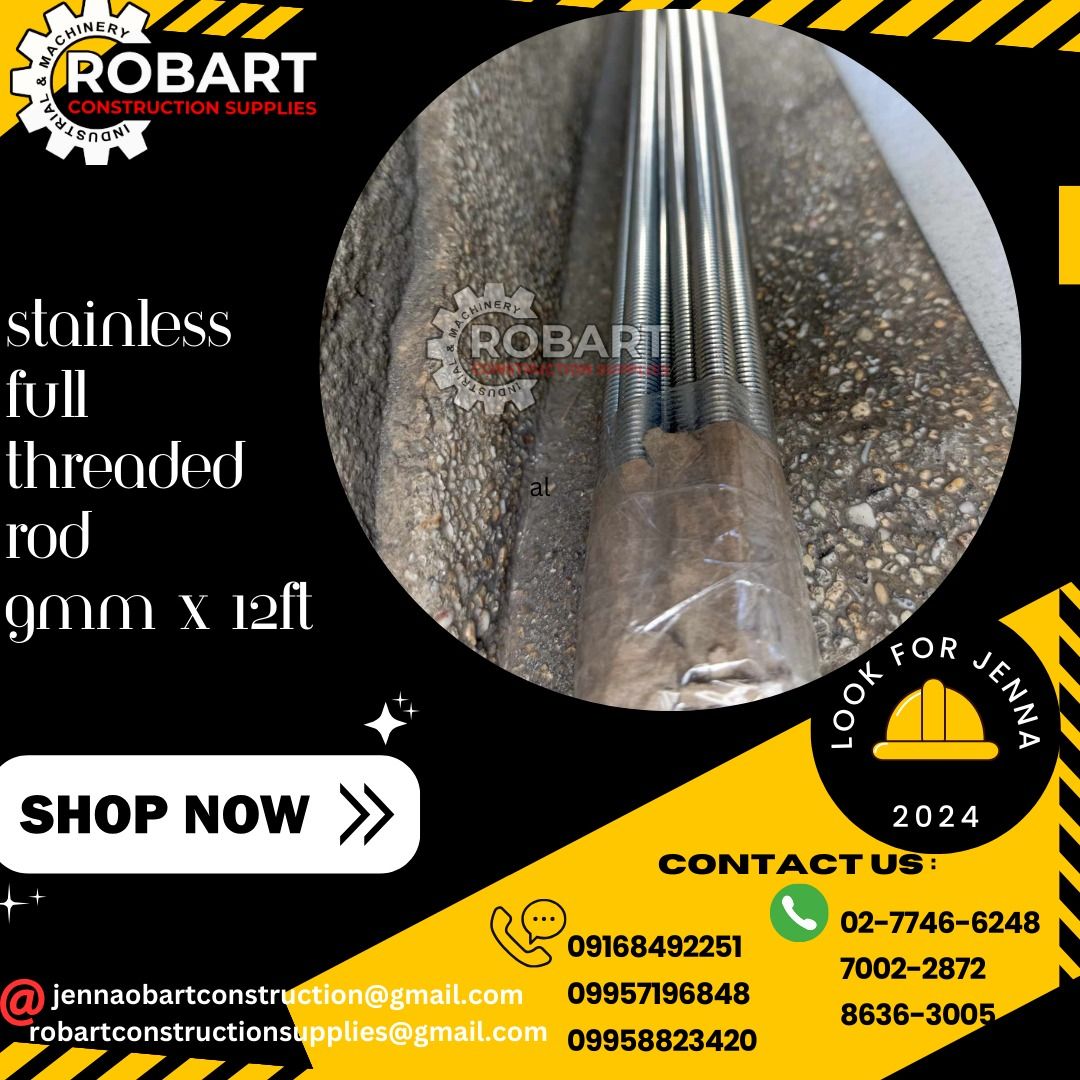 stainless full threaded rod 9mm x 12ft, Commercial & Industrial ...
