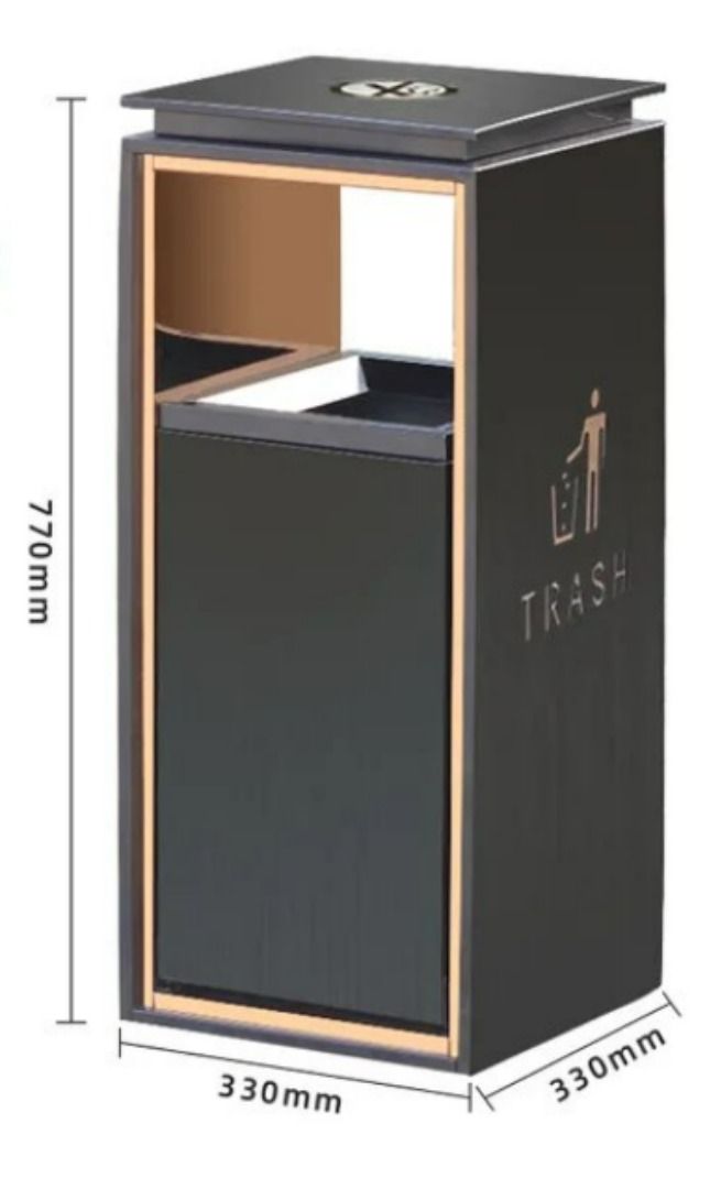 Stainless Steel Black Gold Hotel Lobby Trash Bin, Furniture & Home ...