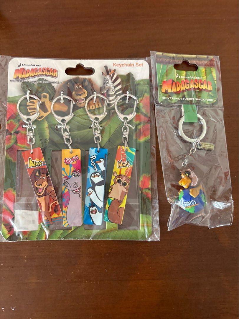 Universal studios DreamWorks Madagascar keychains set & Alex lion key ...