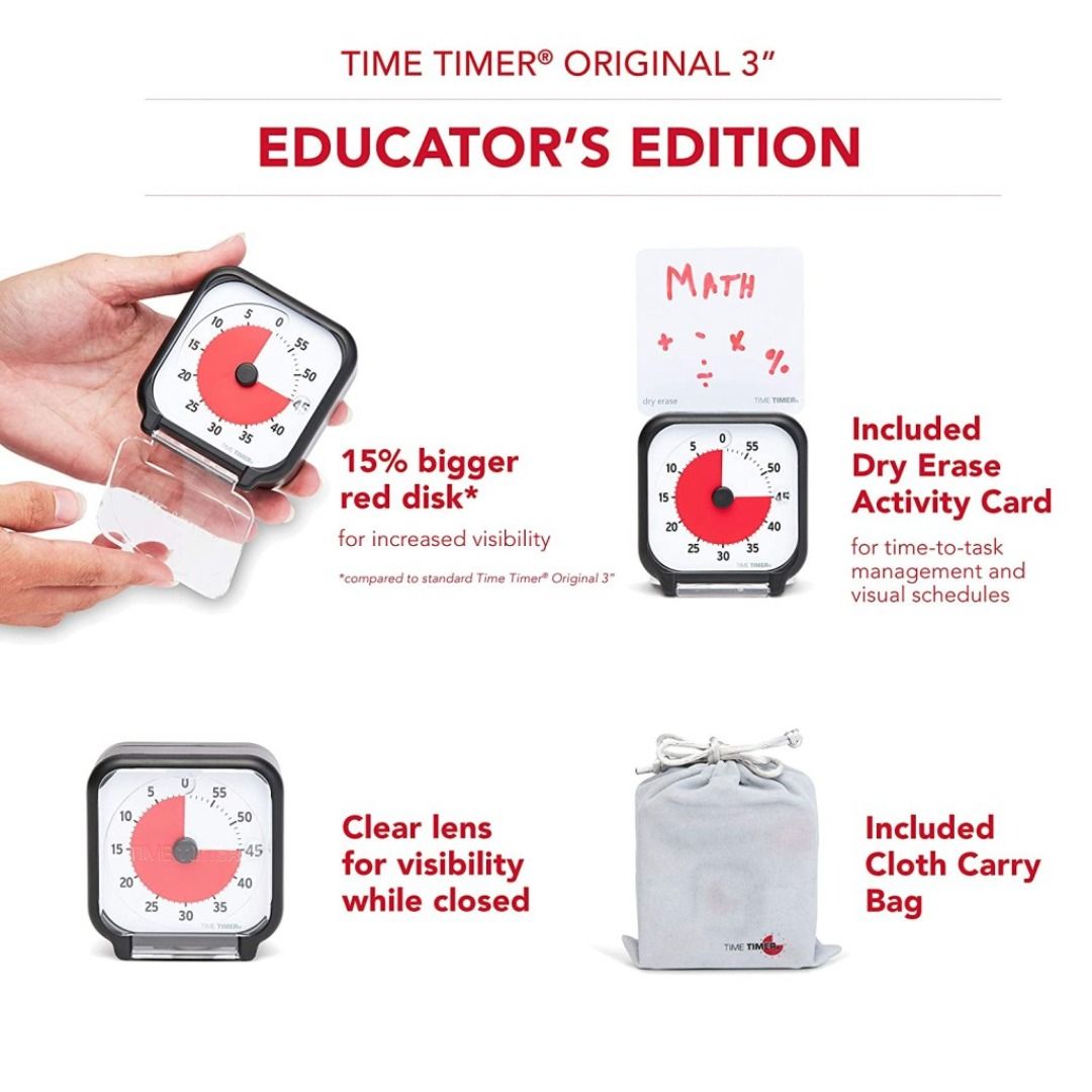 [專注力up!] Time Timer 3吋 視覺倒數計時器 (教育版內附書寫卡) [時間管理 番茄鐘工作法], 興趣及遊戲, 手作＆自家設計, 文具 - Carousell