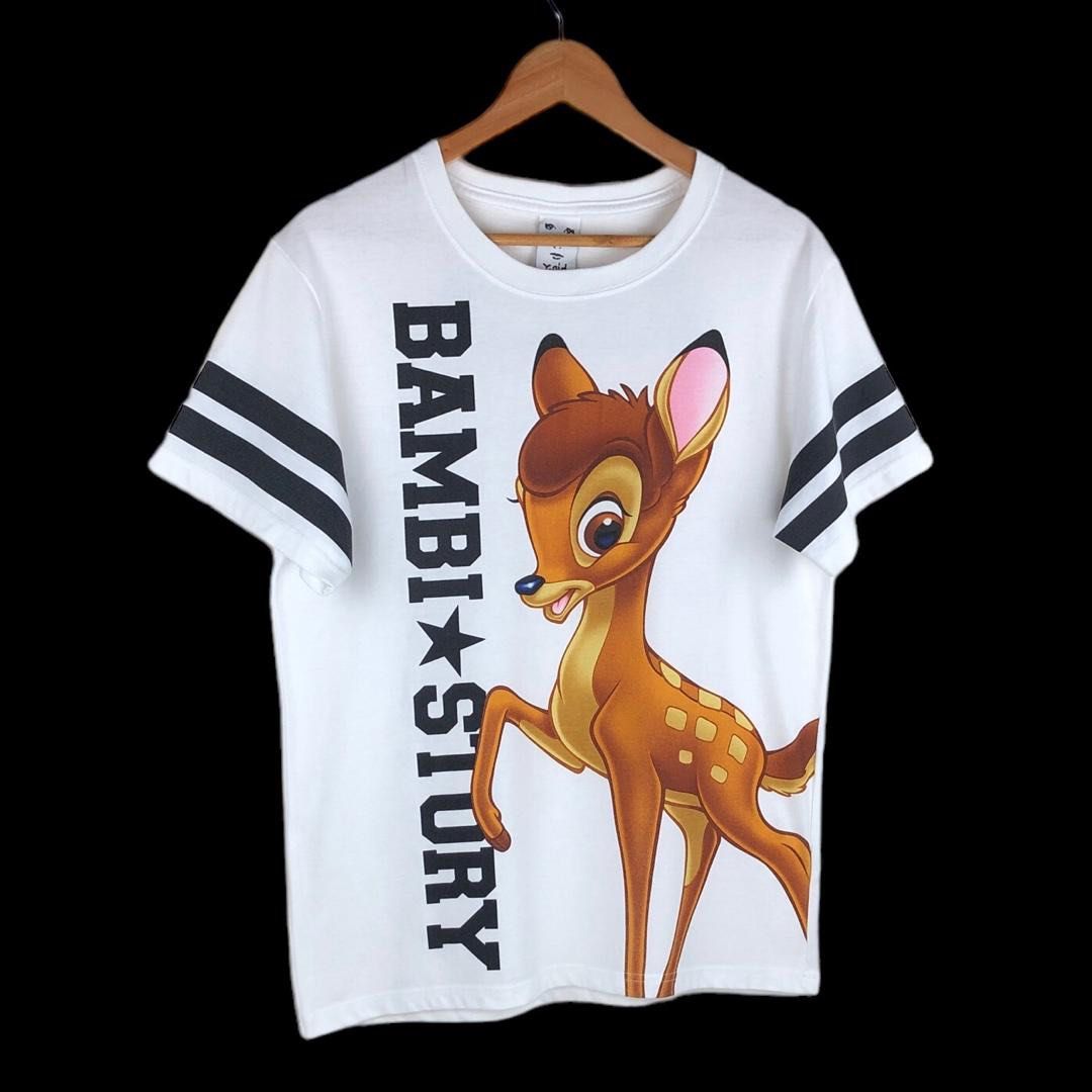 X-Girl Disney Bambi Story Cartoon Spell Out Big Logo White Tee Shirt ...
