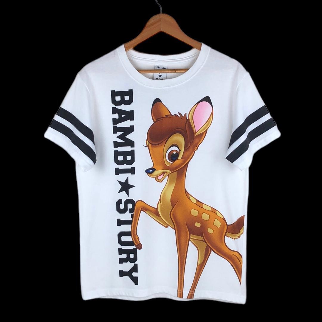 X-Girl Disney Bambi Story Cartoon Spell Out Big Logo White Tee Shirt ...