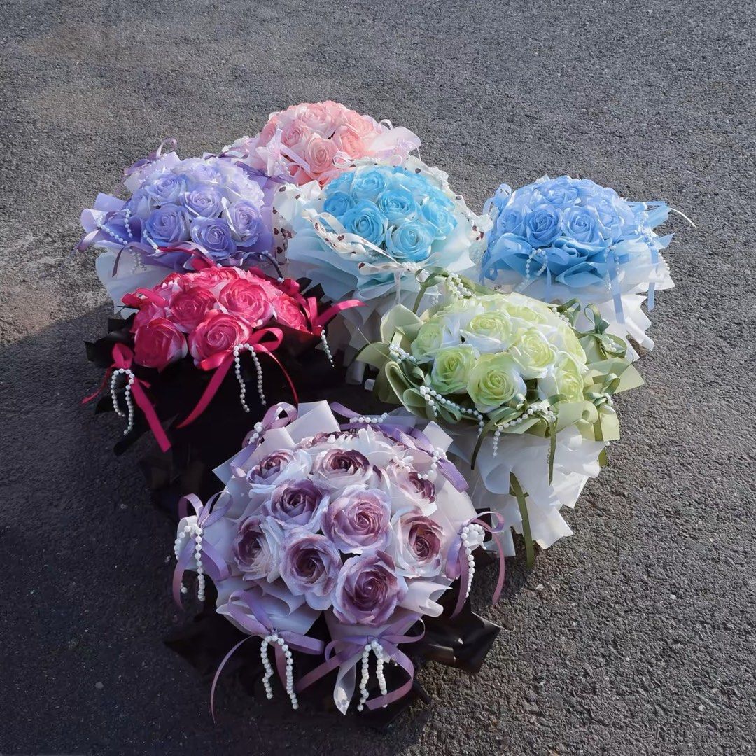 11 Stalks DIY Everlasting Mini Multi-Colour Ballerina Style Rose ...