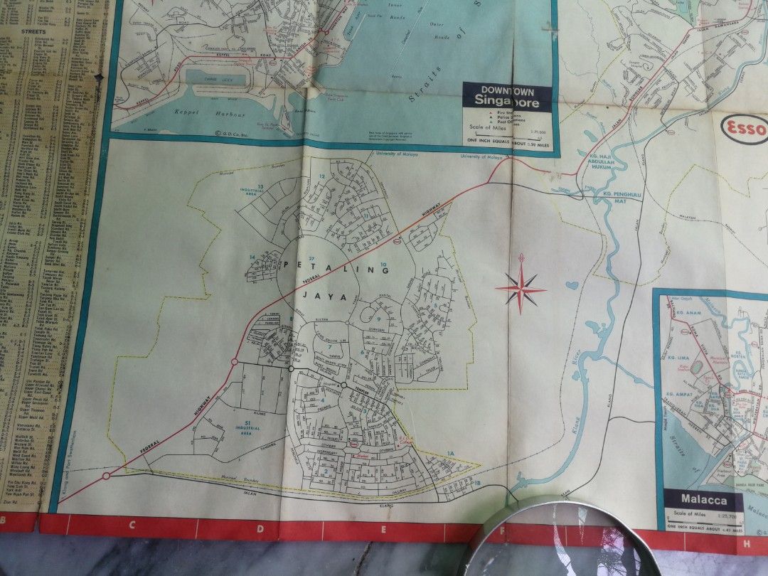 1963 ESSO Road Map Of Malaya, Singapore, North Borneo, Brunei & Sarawak ...