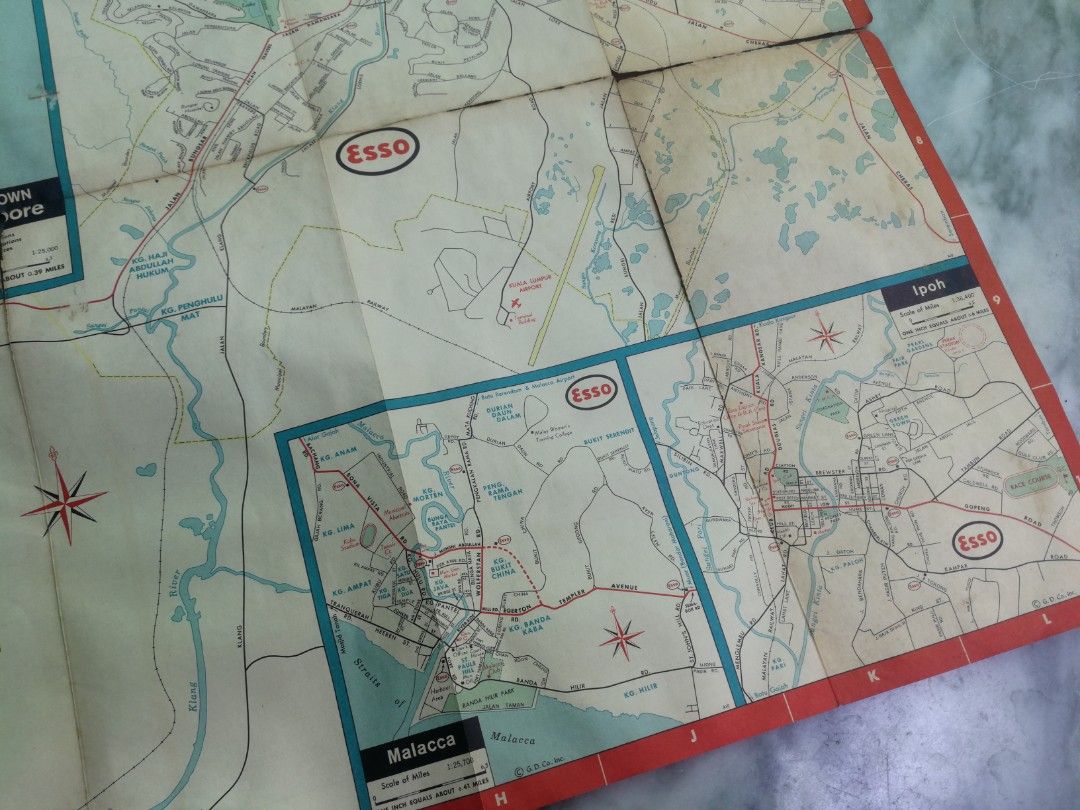 1963 ESSO Road Map Of Malaya, Singapore, North Borneo, Brunei & Sarawak ...