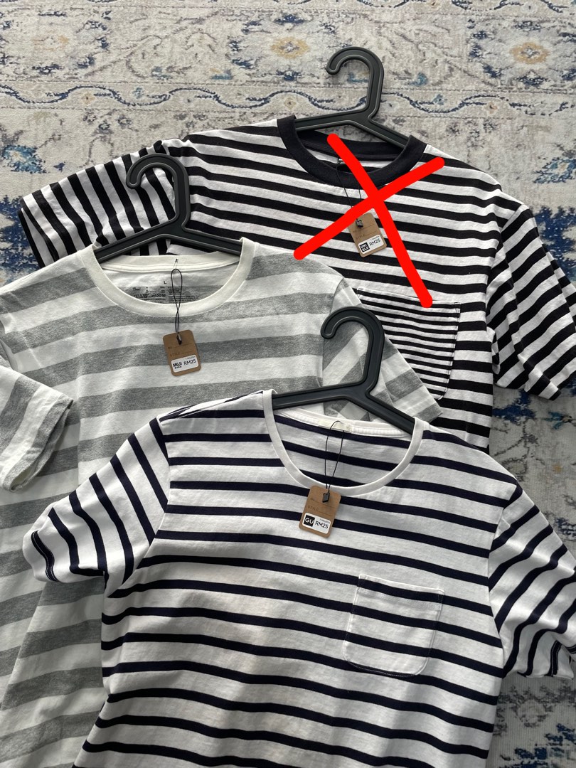 BAJU RAYA Uniqlo Muji GU Tshirt Stripe Belang Pocket Tee Poket, Men's Fashion, Tops & Sets ...