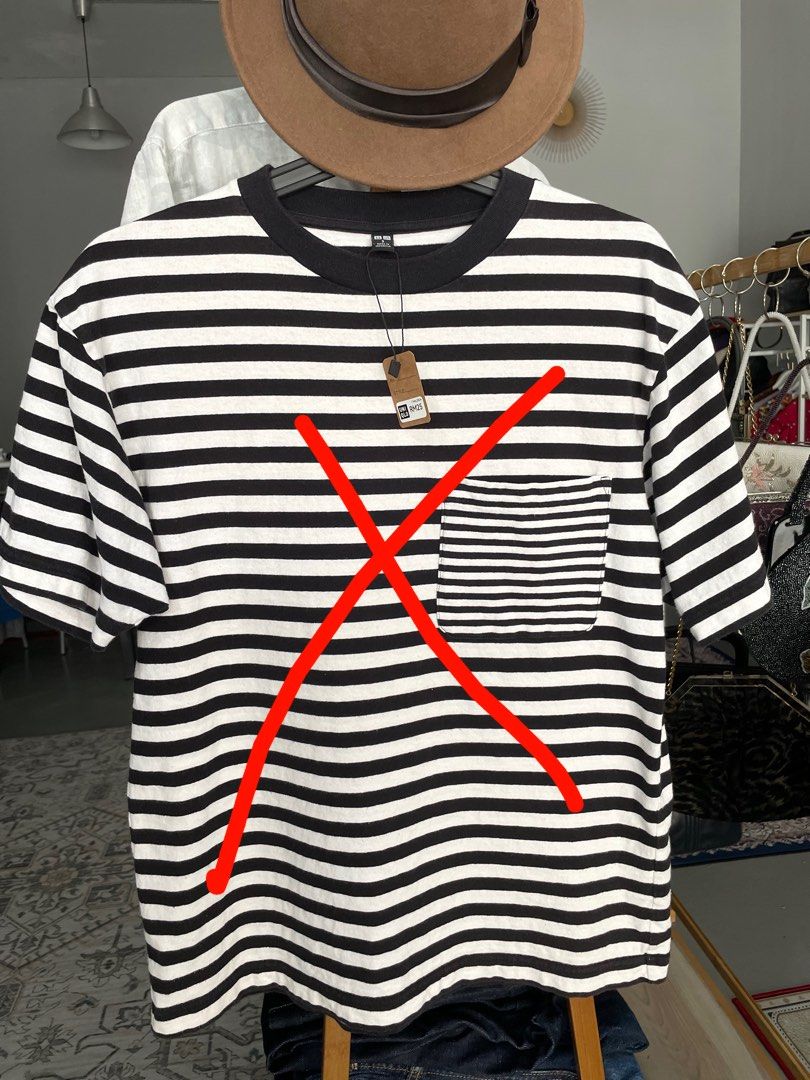 BAJU RAYA Uniqlo Muji GU Tshirt Stripe Belang Pocket Tee Poket, Men's Fashion, Tops & Sets ...