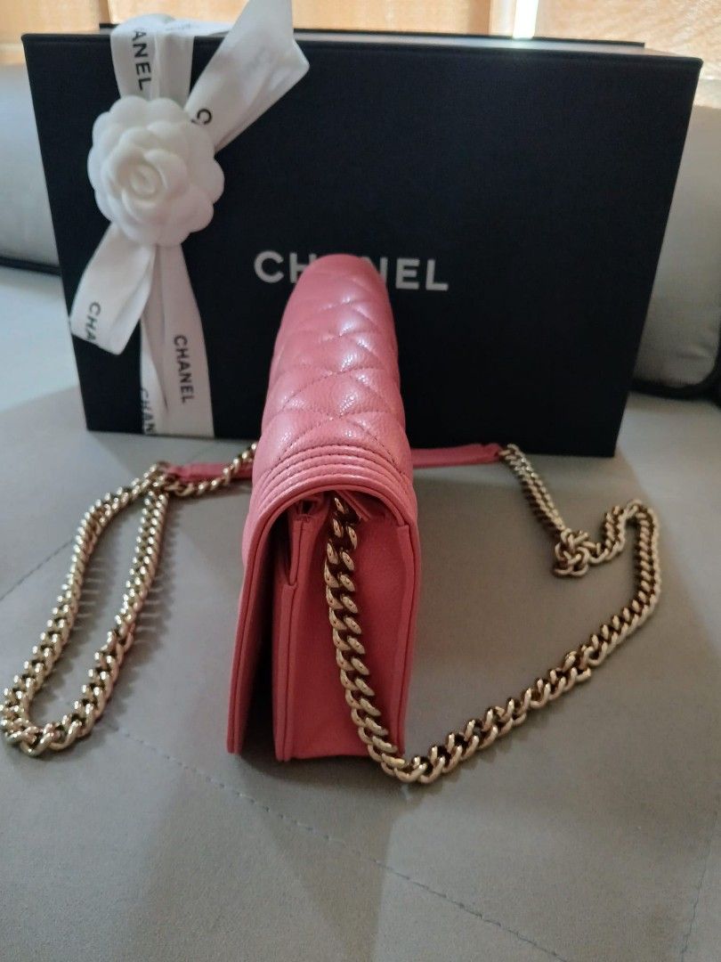 Full Set Chanel Boy Woc Pink Cavier 2023 Collection Microchip Luxury
