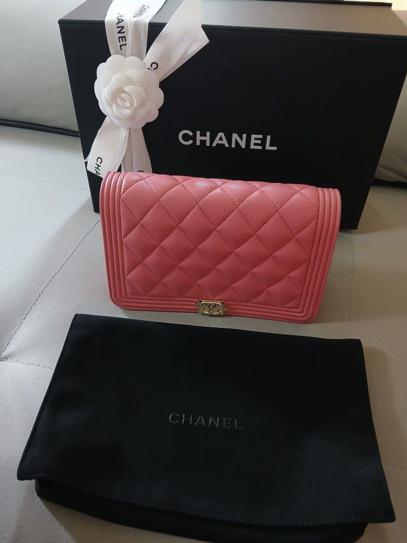 Full Set Chanel Boy Woc Pink Cavier 2023 Collection Microchip Luxury