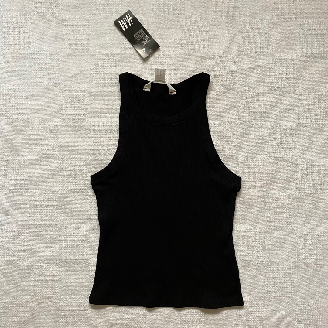 H&M black ribbed vest, Women's Fashion, Tops, Sleeveless on Carousell