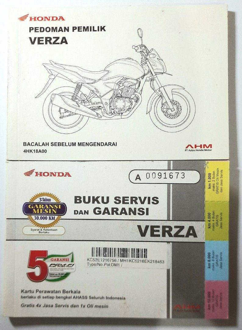 Manual book buku pedoman pemilik dan buku service motor Verza, Motor di Carousell