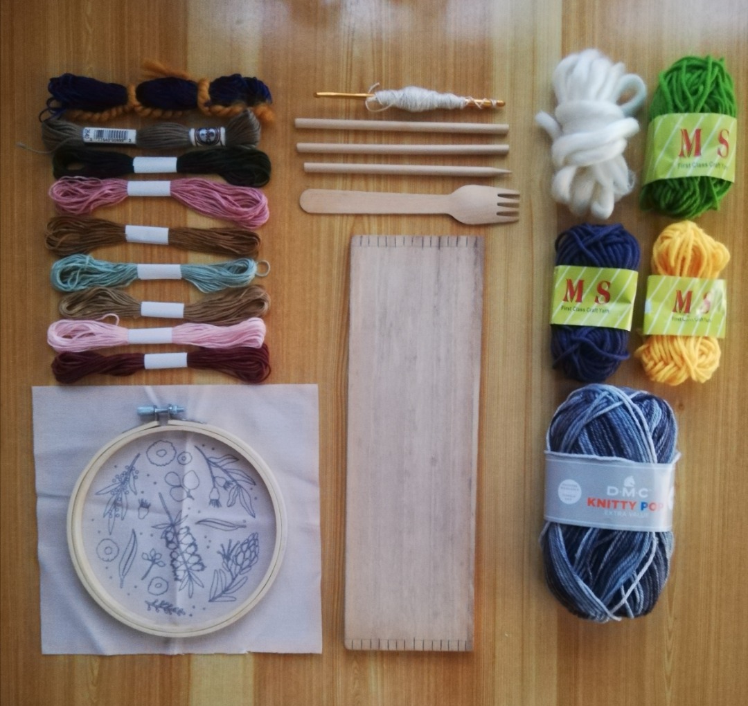 BUNDLE: Mini DIY Weaving Loom Set + Embroidery Set , Hobbies & Toys ...