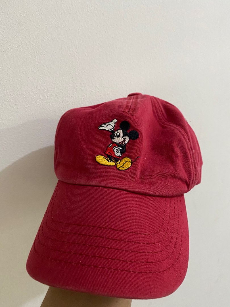 Red Cap Disney/Topi Merah Disney/Baseball cap, Fesyen Wanita, Aksesoris ...