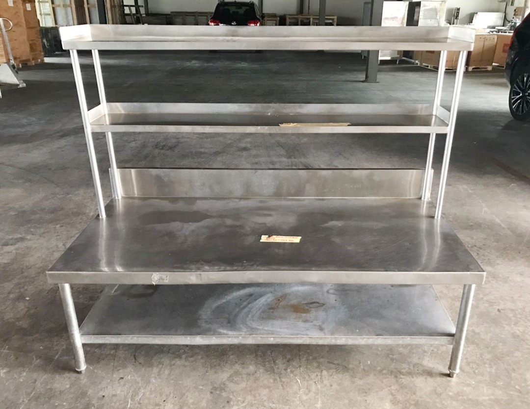 SS 2 Tier Table c/w Overhead Shelf, Furniture & Home Living ...