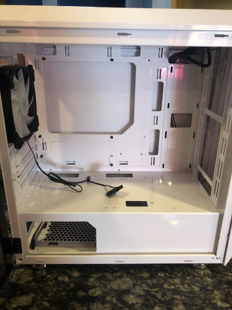 Sting pro n24 white TG mAtx mid tower gaming case with 1* 120mm rainbow ...