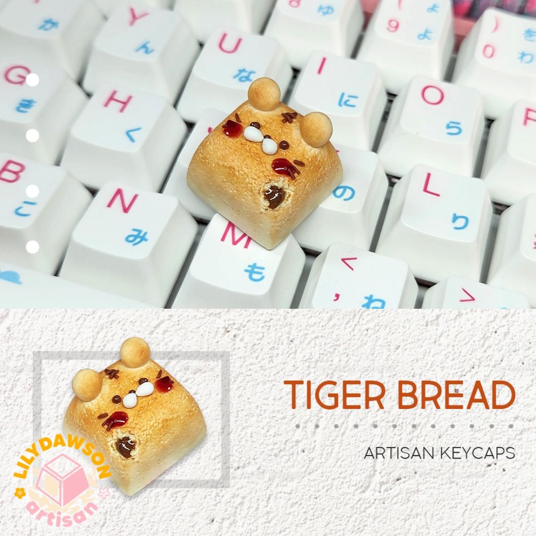 Tiger Bread Handmade POLYMER CLAY Artisan Keycap for Mechanical ...